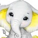 Yellow Elephant Baby Watercolor, Very Cute Little Peanut, Gender ...