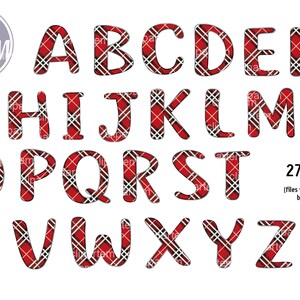 Red Plaid Alphabet Clip Art Sublimation, Fashion Pattern Capital ...