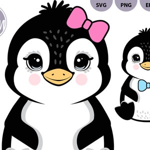 Boy Penguin Girl Penguin SVG Cutting File Clip Art Image Vector for ...