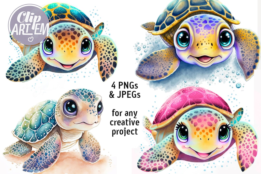 Baby Turtle Bundle Wall Art, Cute Little Turtles for Boy and Girl ...