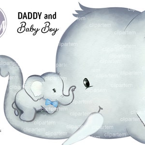 Daddy and Baby Elephant Clip Art, Illustration. Watercolor Elephant ...