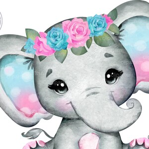 Purple Turquoise Elephant Clipart, Watercolor Cute Little Peanut,purple ...