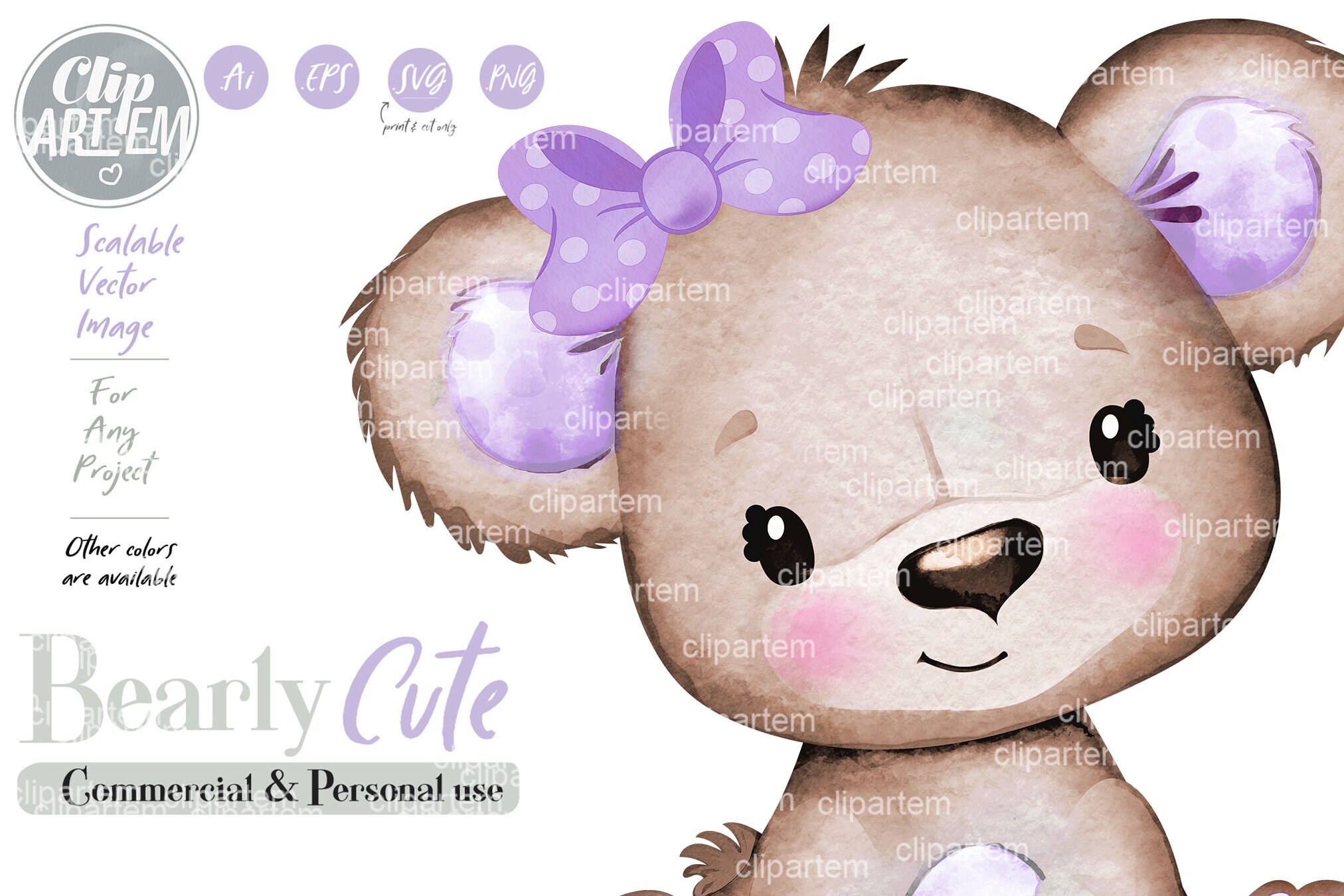 Purple Teddy Bear Clip Art