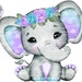 Elephant With Purple Turquoise Flowers, Teal Girl Elephant Floral Crown ...