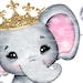 Girl Elephant With Crown, Pink Royal Elephant Watercolor Clip Art for ...