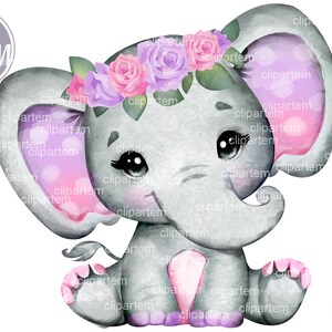 Purple Pink Elephant Clip Art, Watercolor Cute Little Peanut,purple ...