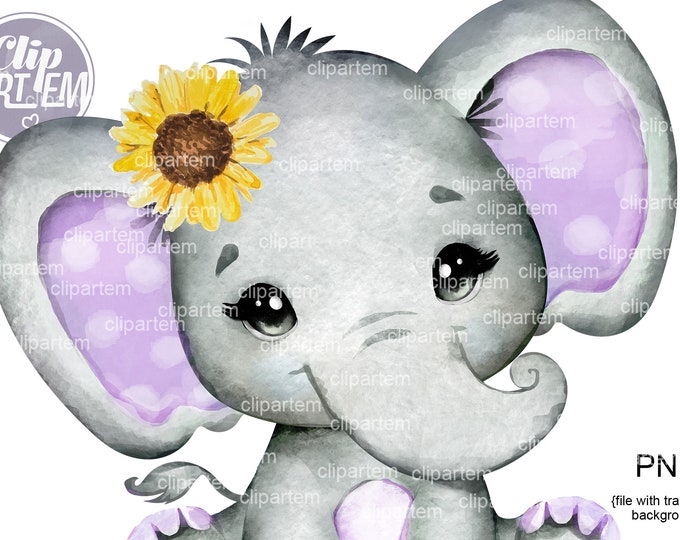 Elephant Sunflower Baby Shower Decorations Elephant Baby Girl - Etsy