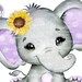 Elephant Sunflower Baby Shower Decorations, Elephant Baby Girl Purple ...