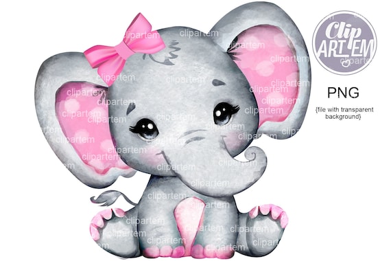 Pink And Gray Elephant Clip Art