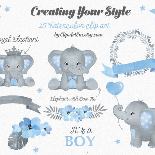Elephant Boy Clip Art Watercolor. Watercolor Baby Peanut - Etsy