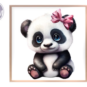 Cute Little Baby Panda Clip Art Girl and Boy, Girl Panda With Pink Bow ...
