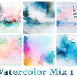 Colorful Watercolor Wash Backgrounds, Digital Watercolor Papers, Pink ...