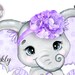 Purple Elephant Girl With Flower Floral Headbank, Lilac Gray Elephant ...