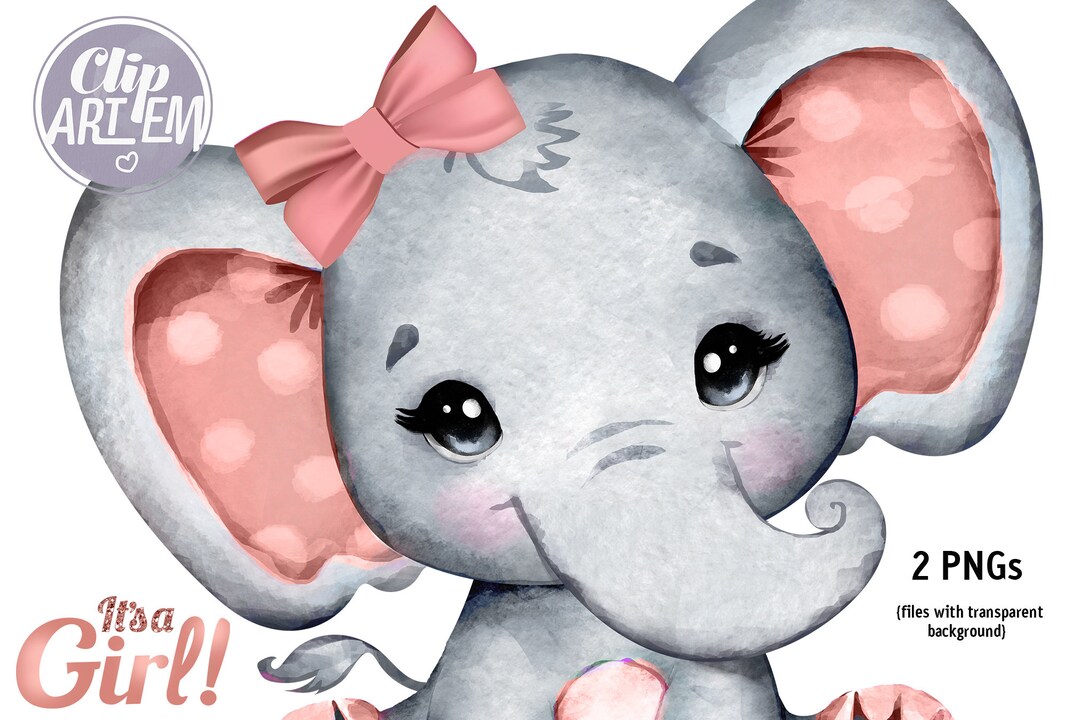 Rose Gold Girl Elephant Sitting and Looking, Cute Baby Elephant With ...
