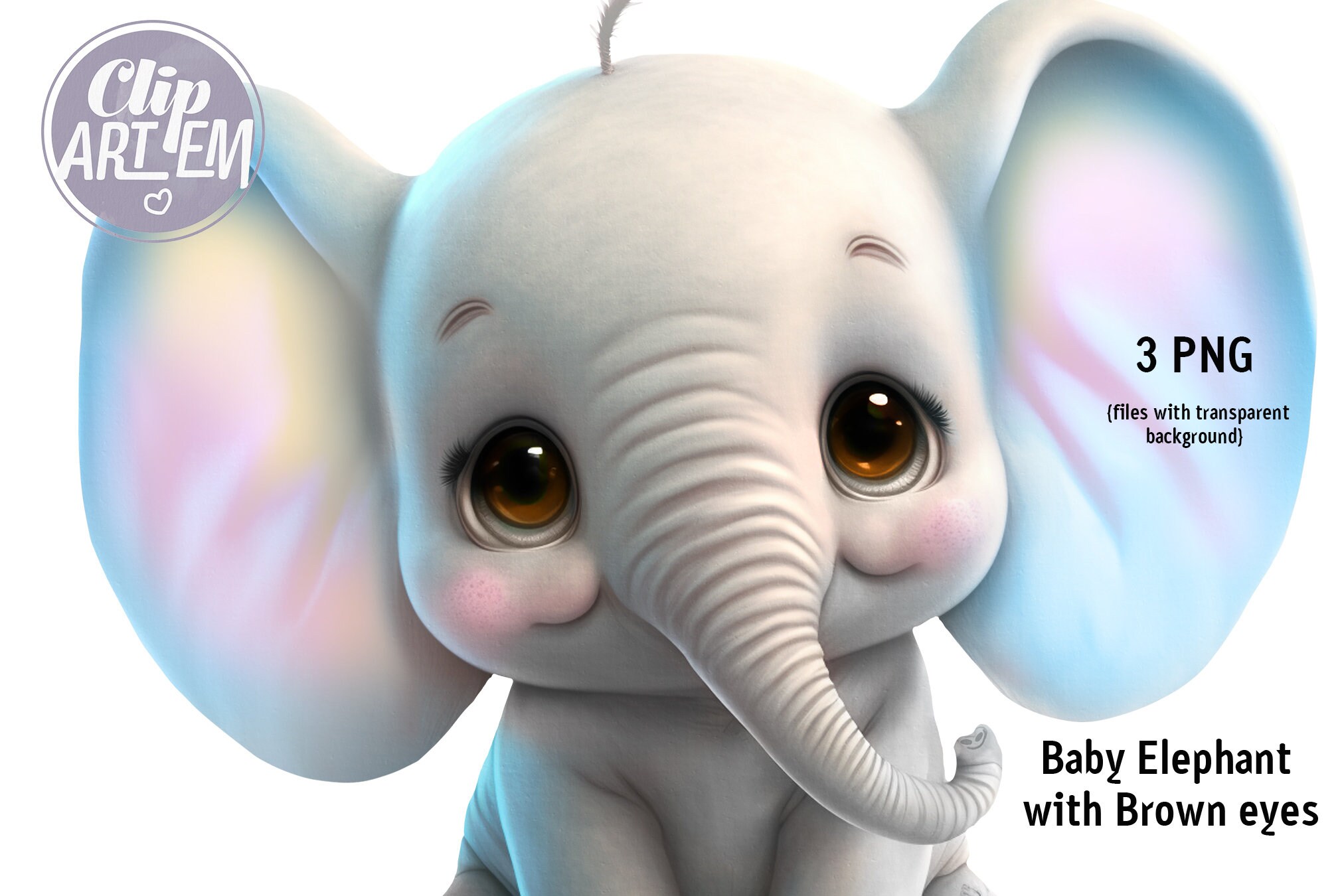 Gender Neutral Baby Elephant Image Pink Blue Elephant for - Etsy