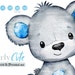 Watercolor Boy Bear Clip Art With Baby Blue Polka Ears. Hand-drawn ...
