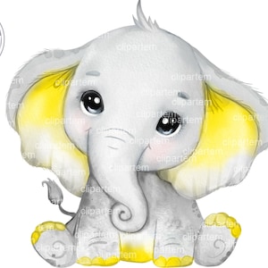 Yellow Elephant Baby Watercolor, Very Cute Little Peanut, Gender ...