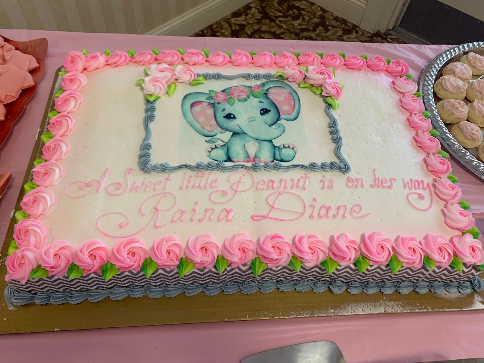 Watercolor Girl Elephant Clip Art, Floral Little Peanut,pink Roses ...