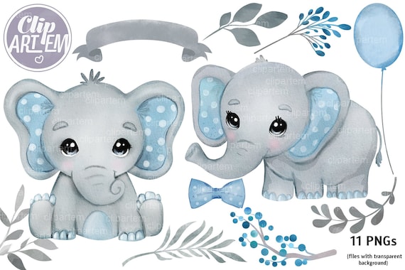 Watercolor Elephant Boy Bundle Clip Art PNG Baby Boy - Etsy Hong Kong