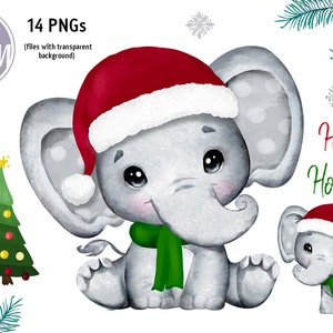 Christmas Boy Elephant Bundle Kit Santa's Red Hat Winter Elephant Happy ...