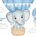 Watercolor Elephant Boy Bundle Clip Art PNG, Baby Boy Elephants Leaves ...