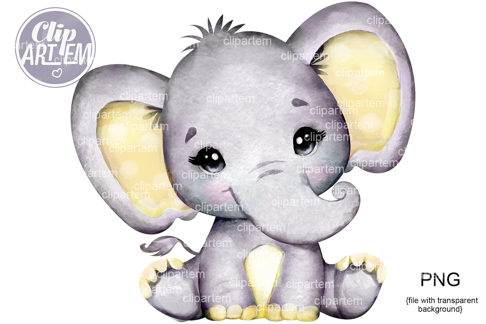 Yellow Elephant Clip Art, Very Cute Little Peanut, Gender Neutral ...