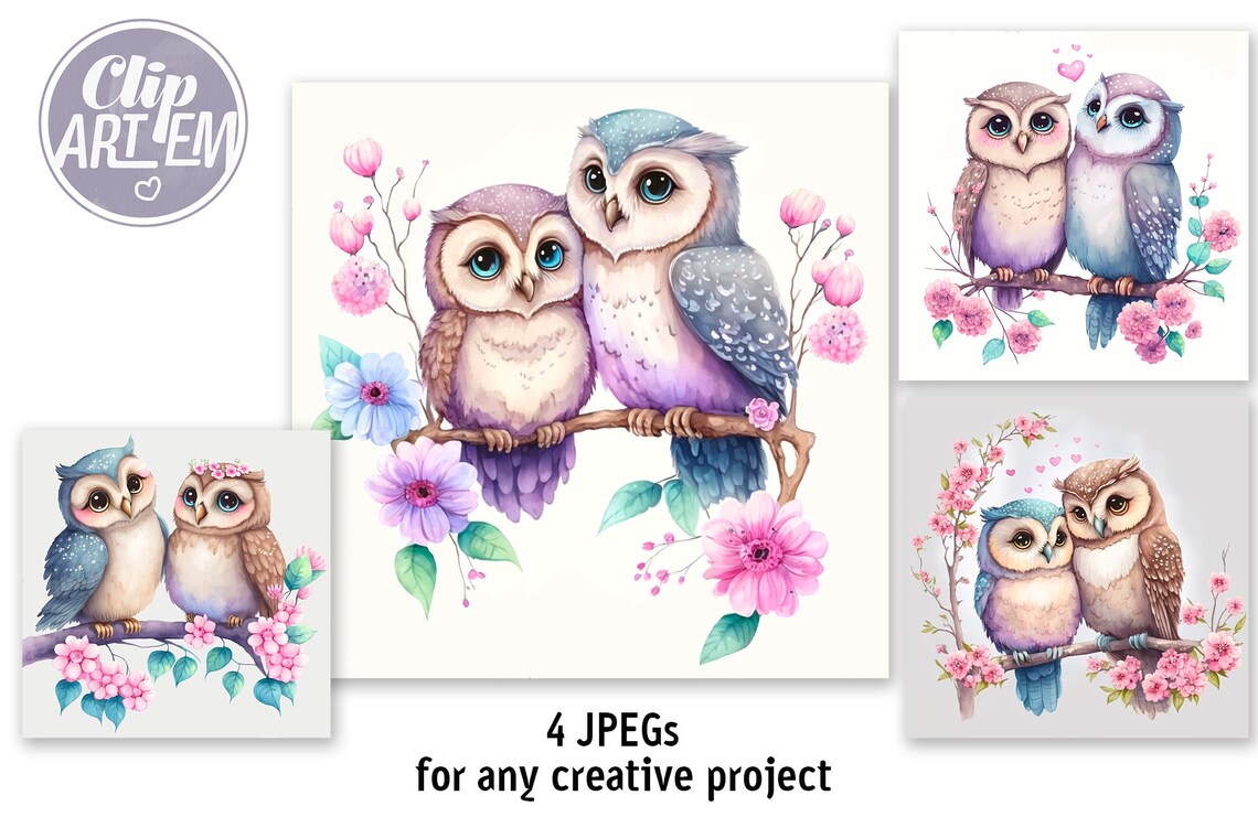 Two Owls in Love Wall Art Print Digital File. Love Owls - Etsy