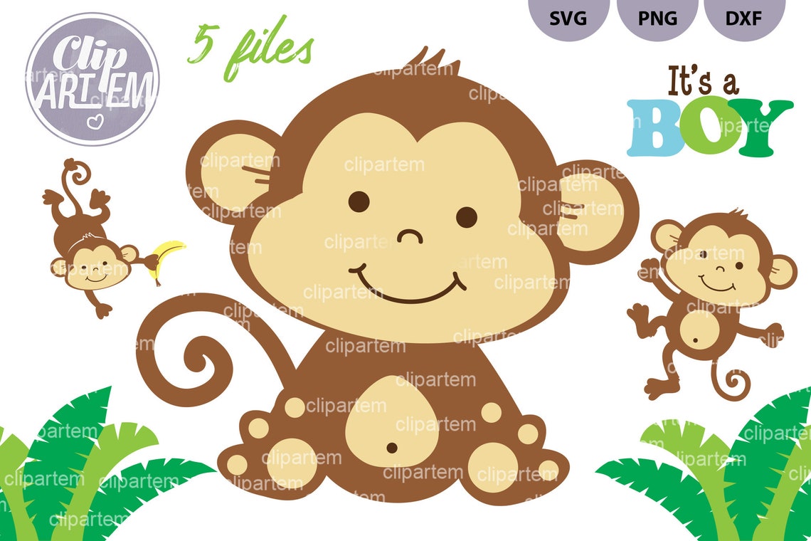 Monkey SVG Boy Baby Monkey Vector Cutting File Digital File - Etsy