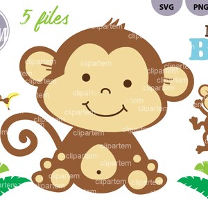 Monkey SVG, Boy Baby Monkey Vector, Cutting File Digital File for ...