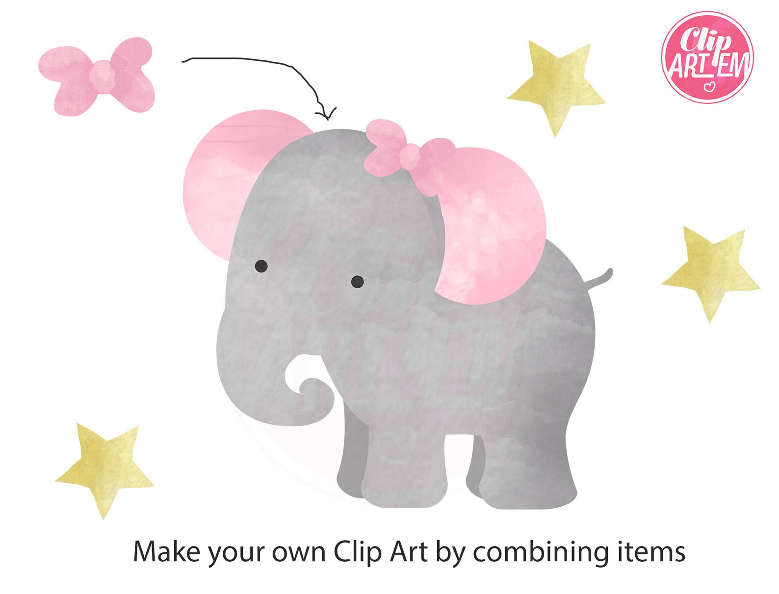 Elephant Girl Clip Art, Mommy Baby Elephant, Twinkle Little Star, Pink ...
