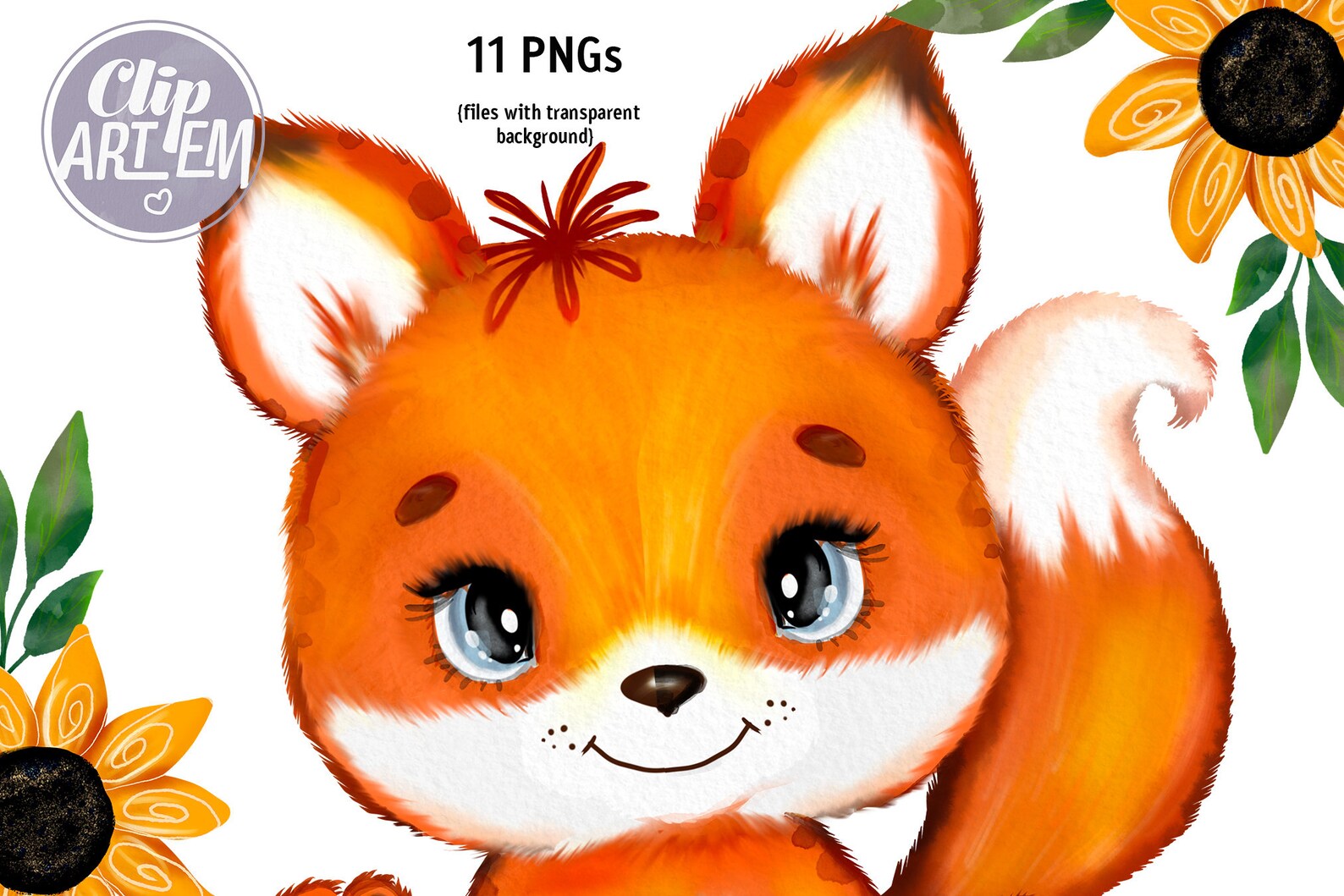 Baby Fox Clip Art Watercolor Fall Little Fox for Baby Shower - Etsy