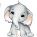 Watercolor Elephant Clip Art, Very Cute Little Peanut, Gender Neutral ...