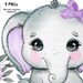 Purple Girl Elephant Clip Art, Watercolor Cute Little Peanut, Lavender ...