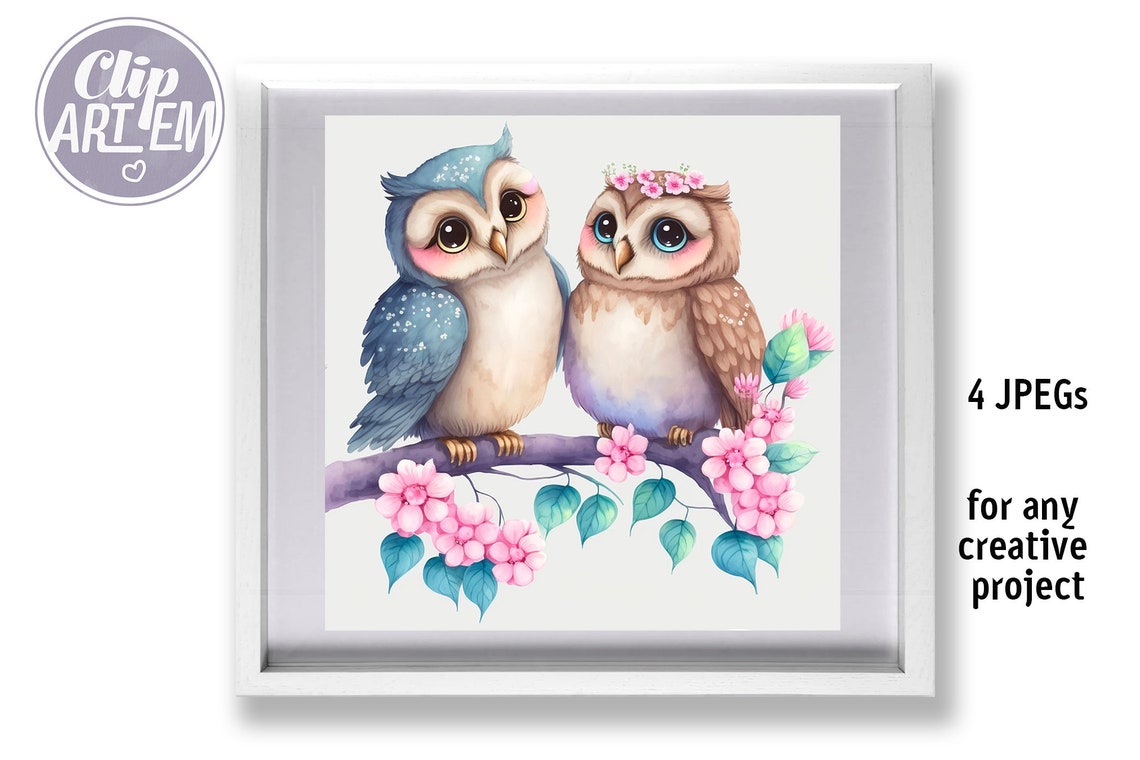 Two Owls in Love Wall Art Print Digital File. Love Owls - Etsy