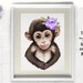 Baby Monkey Floral Watercolor Clip Art, Monkey With Flower in Her Head ...