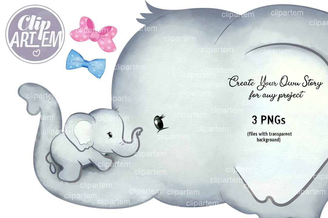 Mommy and Baby Elephant Clip Art, Illustration. Watercolor Elephant ...