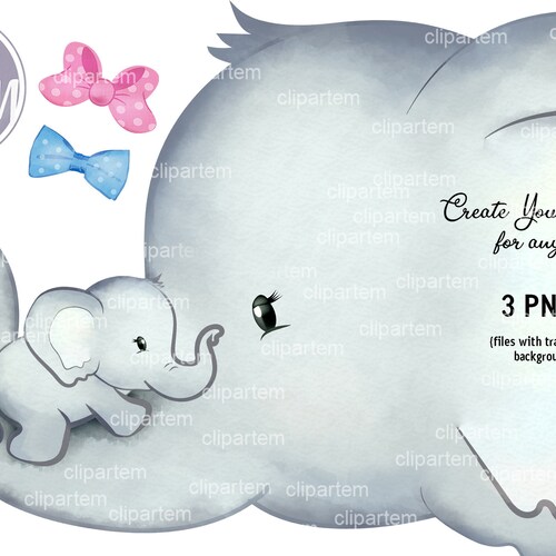 Mommy and Baby Elephant Clip Art Illustration. Watercolor - Etsy