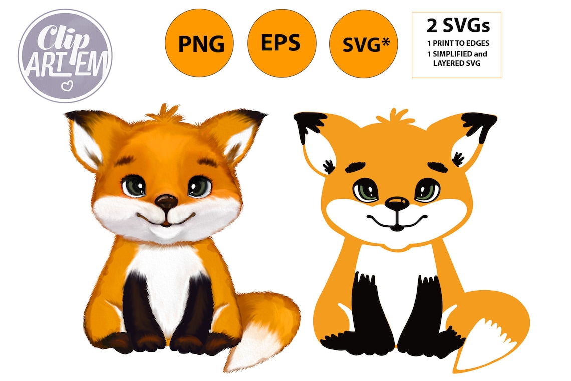 Cute Little Fox SVG PNG Cutting File Watercolor Clip Art Baby - Etsy