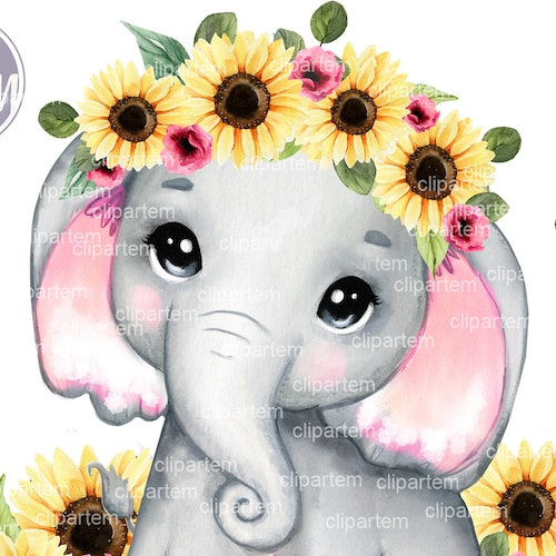 Elephant Sunflower Baby Shower Decorations Elephant Baby Girl - Etsy