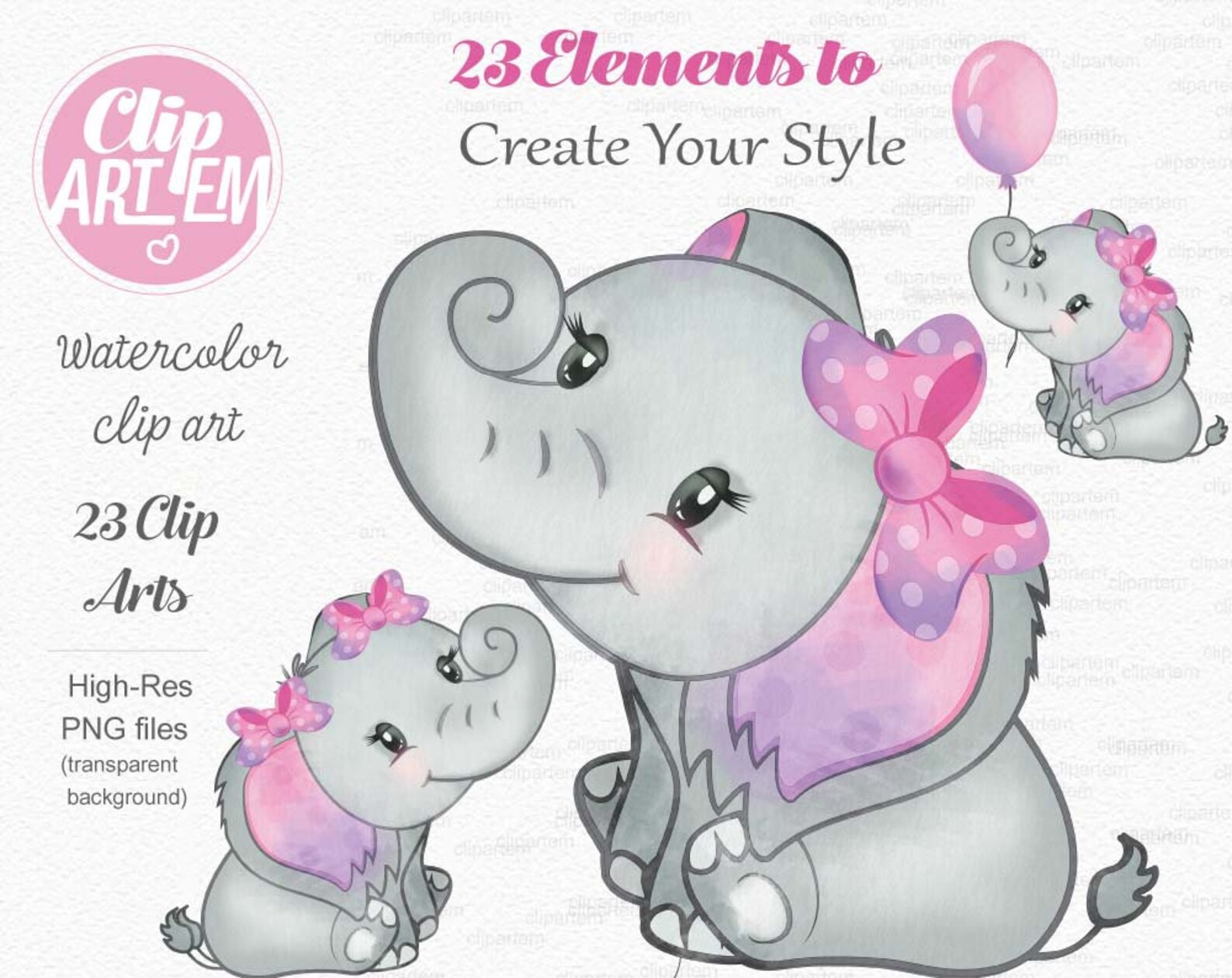 Pink Purple Elephant Clip Art, Elephant PNG, Sublimation Design ...