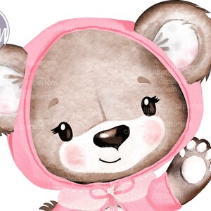 Girl Teddy Bear Cute Little Baby Bear in Pink Cloth, Pink Brown Cub ...