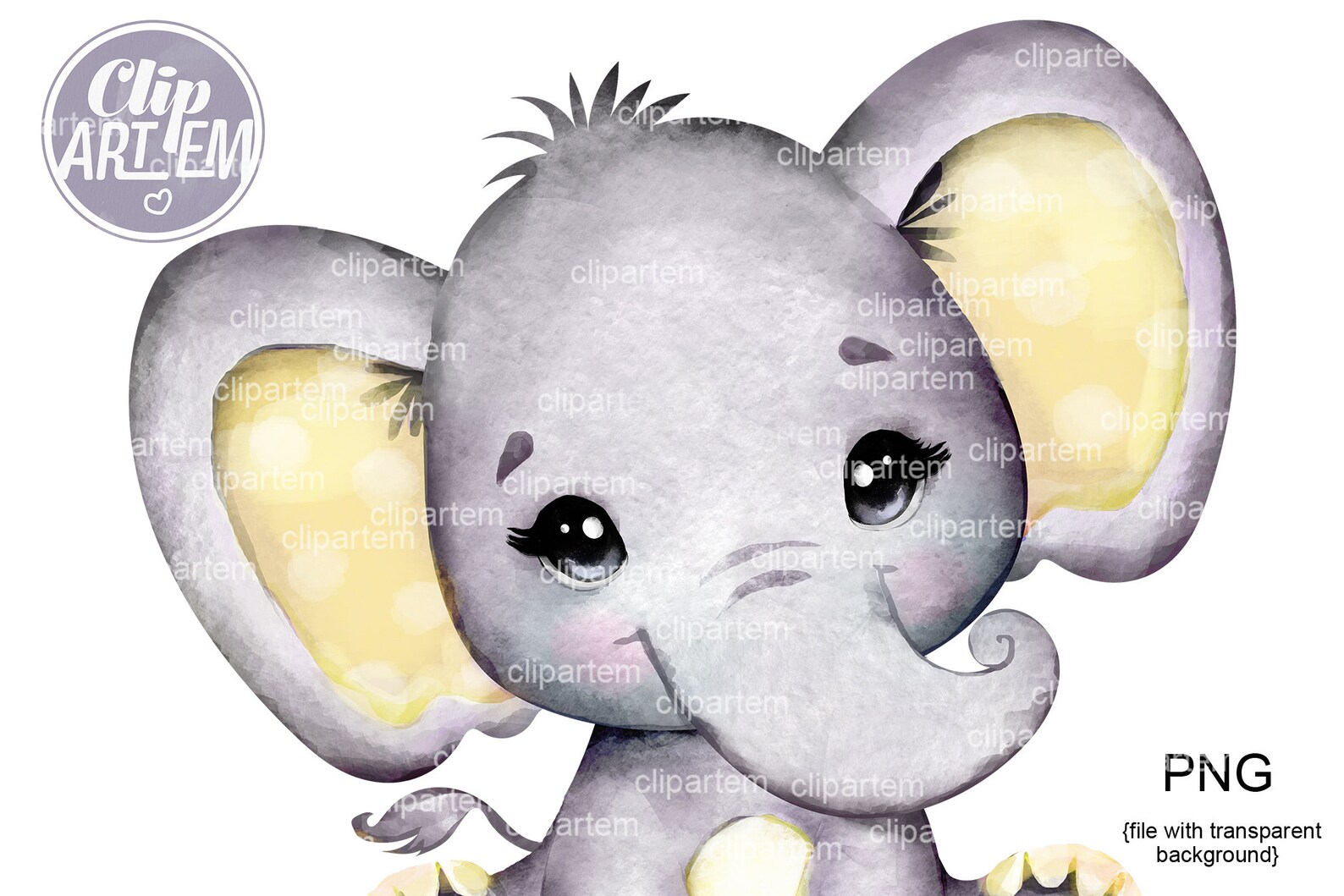 Yellow Elephant Clip Art Very Cute Little Peanut Gender - Etsy