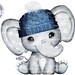 Winter Boy Elephant Clip Art, Very Cute Little Peanut, Dark Blue Hat ...