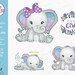Purple Turquoise Elephant Clip Art, Watercolor. Watercolor Baby ...
