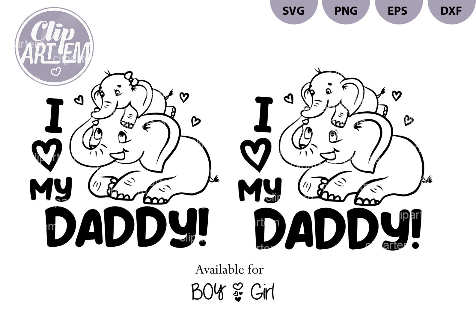 I Love My Daddy Elephant Father's Day Clip Art, Cute Baby Daddy ...