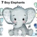 Watercolor Elephant Boy Clip Art, Baby Blue Elephant, Mint Green ...