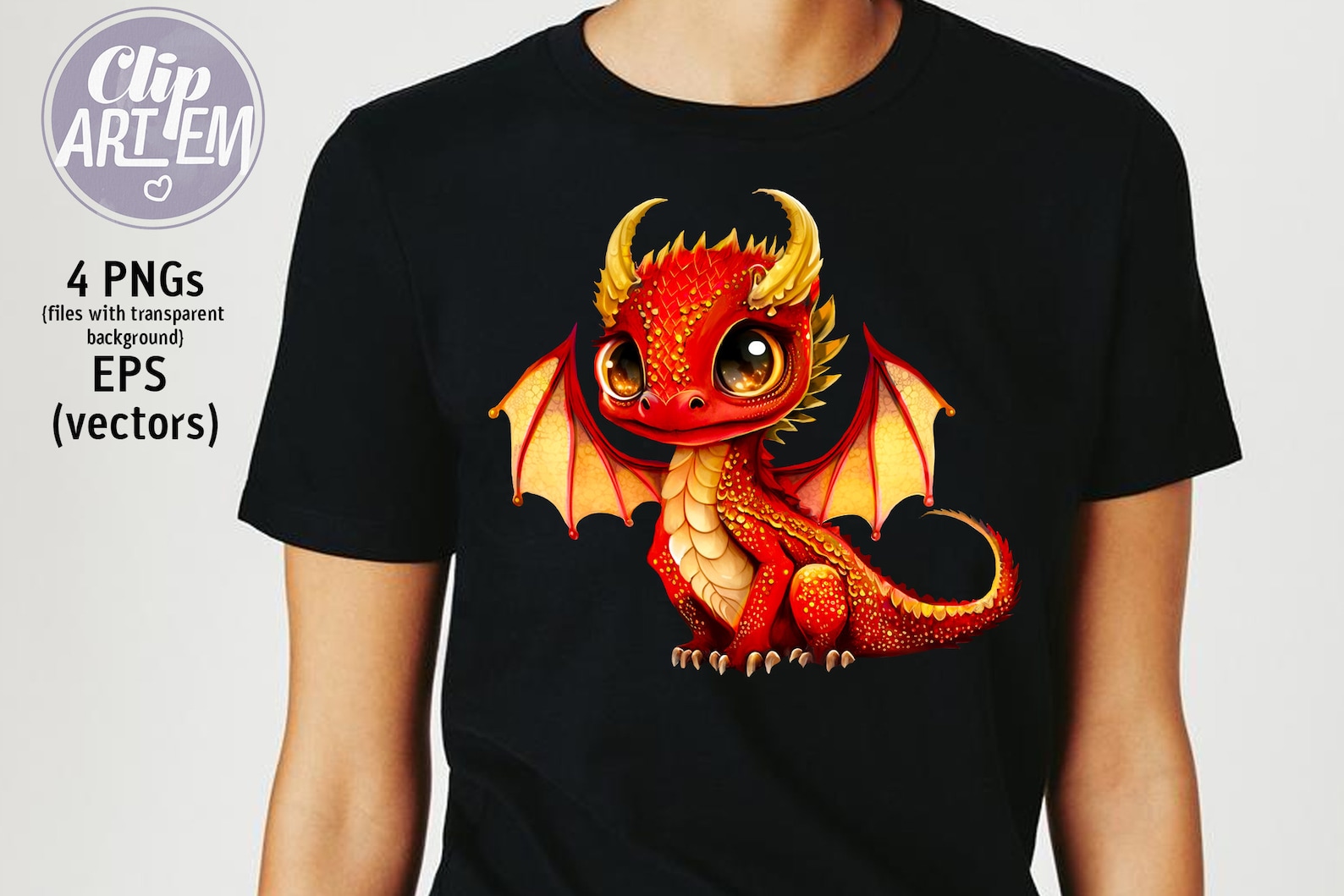 Red Dragon Clip Art, Set of 4 Cute Red Dragons Images for Nursery ...