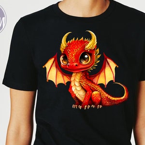 Red Dragon Clip Art, Set of 4 Cute Red Dragons Images for Nursery ...