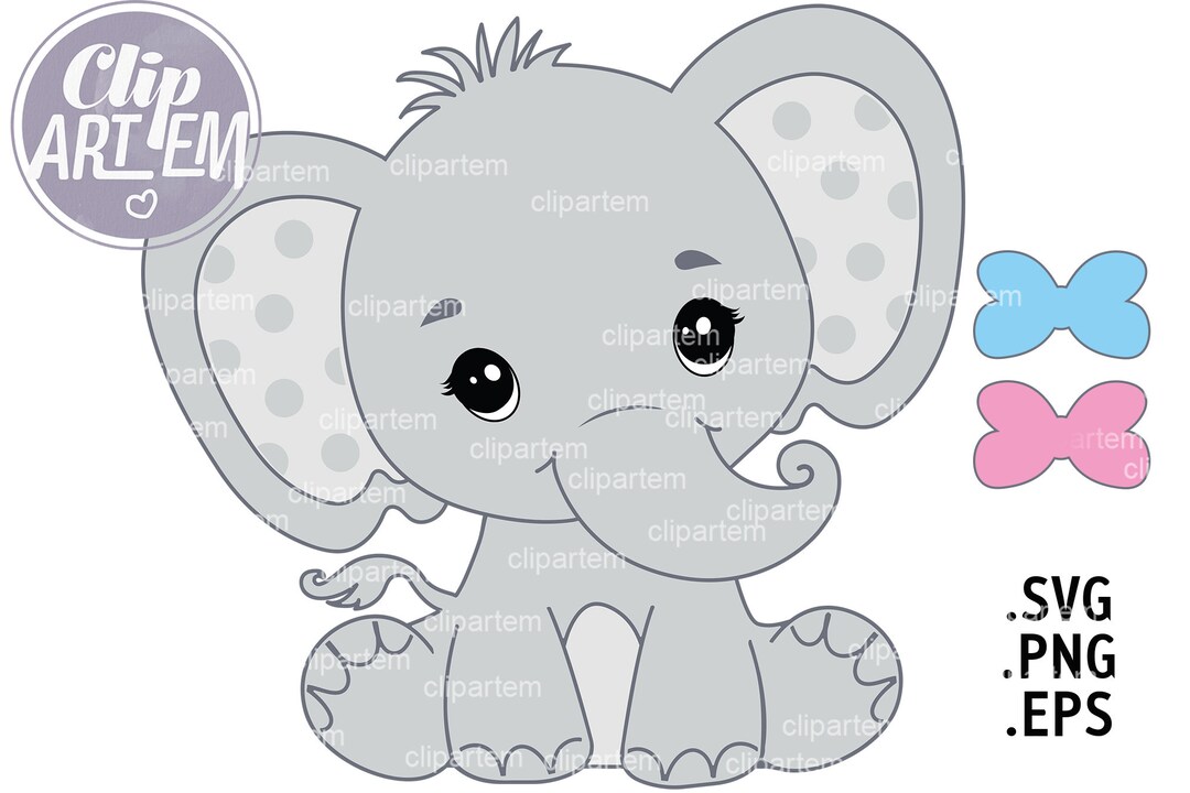 Elephant Svg Cutting File, Girl Boy Elephant With Pink Bow and Blue ...