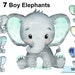 Watercolor Elephant Boy Clip Art, Baby Blue Elephant, Mint Green ...